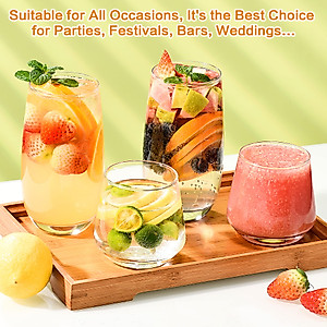 ISMASOAN Drinking Glasses Set of 12-6 Tall Glass Cups 17 oz and 6 Short Stemless Wine Glasses 10 oz,Glass Sets for Drinking,Glassware Sets,Drinkware Glasses Set,Mojito Glass, Gift Box Set