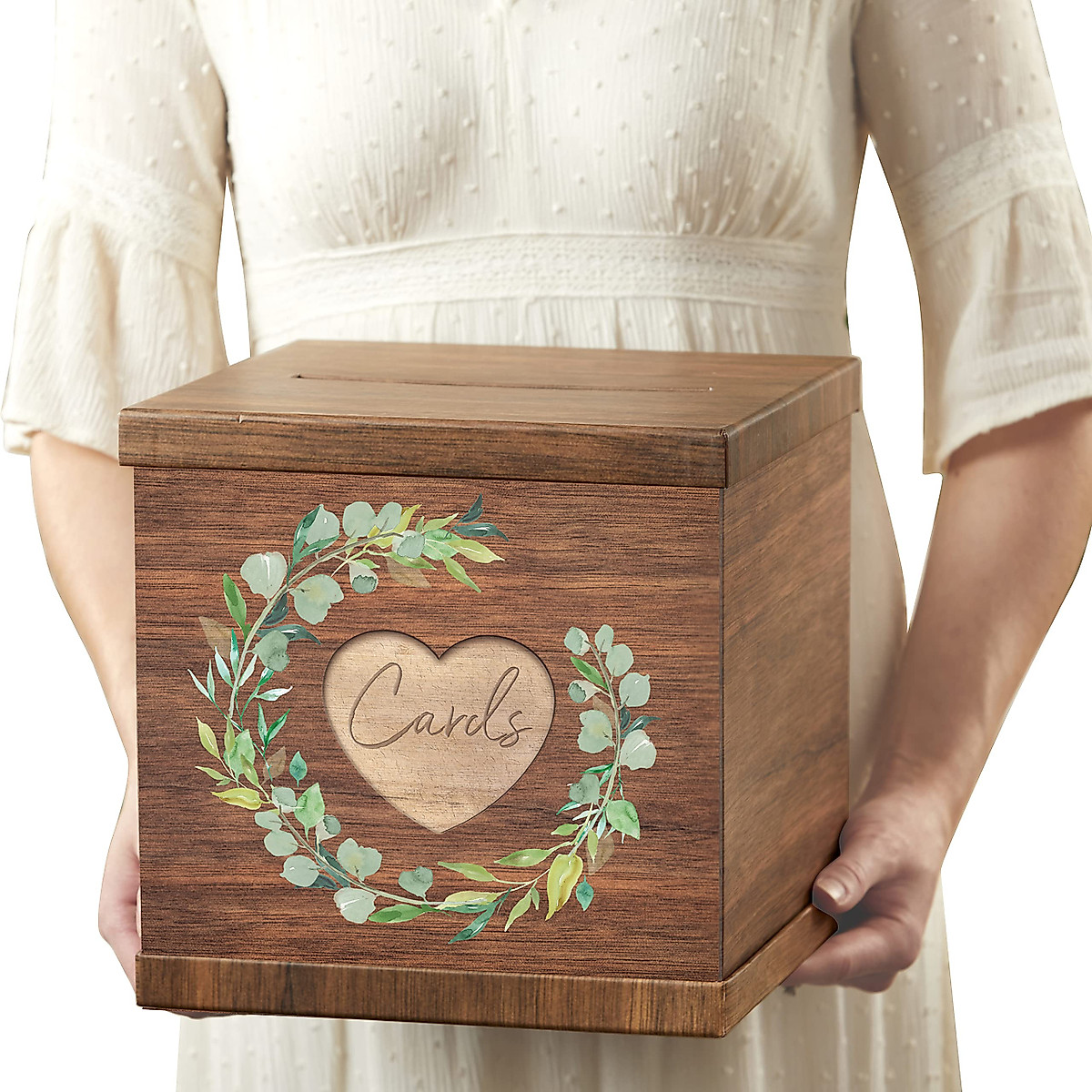 Kate Aspen Farmhouse Boho Brown Rustic Wood Wedding Card Box, Money Gift Boxes, Table Decoration (Collapsible)