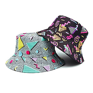 3 Pcs Retro 80s 90s Bucket Hats 3D Print Funny Trucker Hats Retro Hats for Men Women Beach Disco Party Hip Hop Hat Accessories