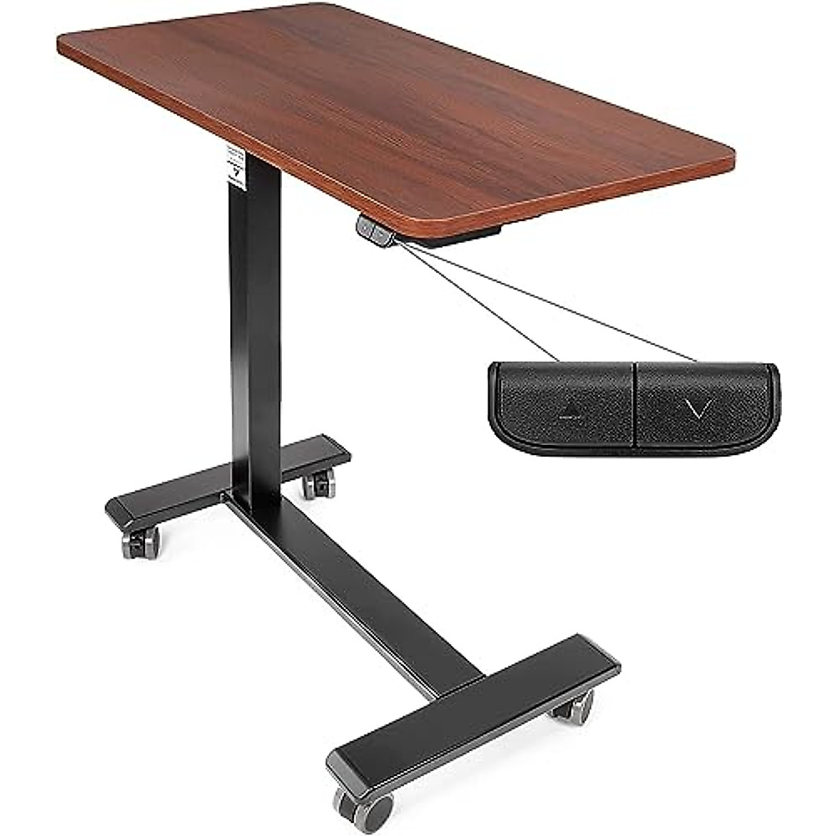 Vaunn 2023 Newly Updated Medical Overbed Bedside Table with Wheels (Electric-Powered, Hospital and Home Use) - Brown
