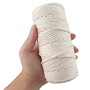 jijAcraft Macrame Cord,3mm x 328 Feet Cotton Macrame Cord,Natural White Cotton Cord Macrame Supplies,Macrame Rope Craft Twine String for Macrame & Knitting,Plant Hangers,Wall Hanging,Craft (Beige)