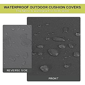 Faible Poisson Outdoor Cushion Covers, 36 x 18 Inch Water Resistant Bench Cushion Cover with Handle and Anti-Slip Straps Replacement Cushions Covers for Patio Backyard Furniture, Dark Grey
