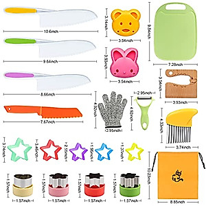ZIJUND 22PCS Wooden Kids Kitchen Knife, Crocodile Kids Knife Set with Gloves Cutting Board Fruit Vegetable Crinkle Cutters Serrated Edges Plastic Toddler Knifes for Real Cooking Kid Safe Knives