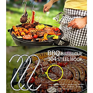 ARTOYS Meat Hooks 4'' 4mm, SUS304 Stainless Steel Butcher's Hook(10Pack), Meat Hook for Smoker, Drying, Butchering, Smoking, BBQ, Grilling,Jerky.