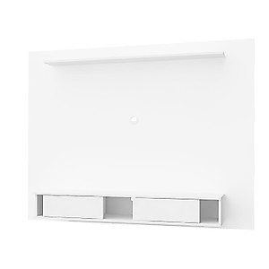 Naomi Home Zola Multi Storage Wall Media Center for up to 70 inch TVs, Entertainment Center with Storage, Floating TV Stand with 2 Sliding Doors and 2 Floating Wall Shelves, UV Painting Finish White