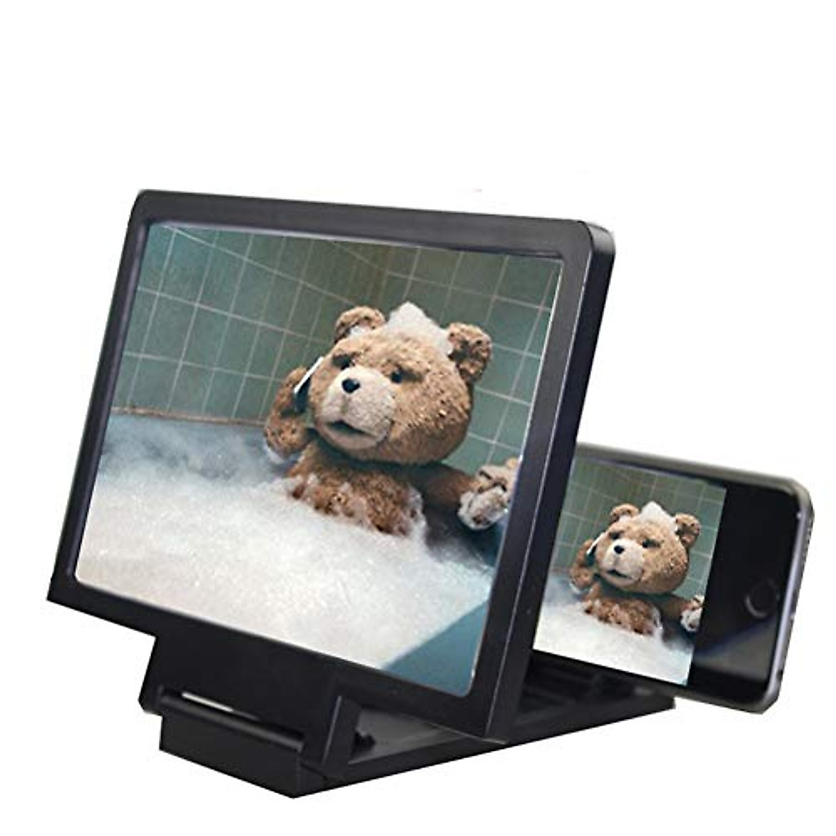 Anti-Radiation Phone Screen Magnifier Cellphone Projector HD 3D Movie Watching Holder, Make Your Mobile Phone Screen Turn into Pad Screen, Watch Video More Comfortable (Black)