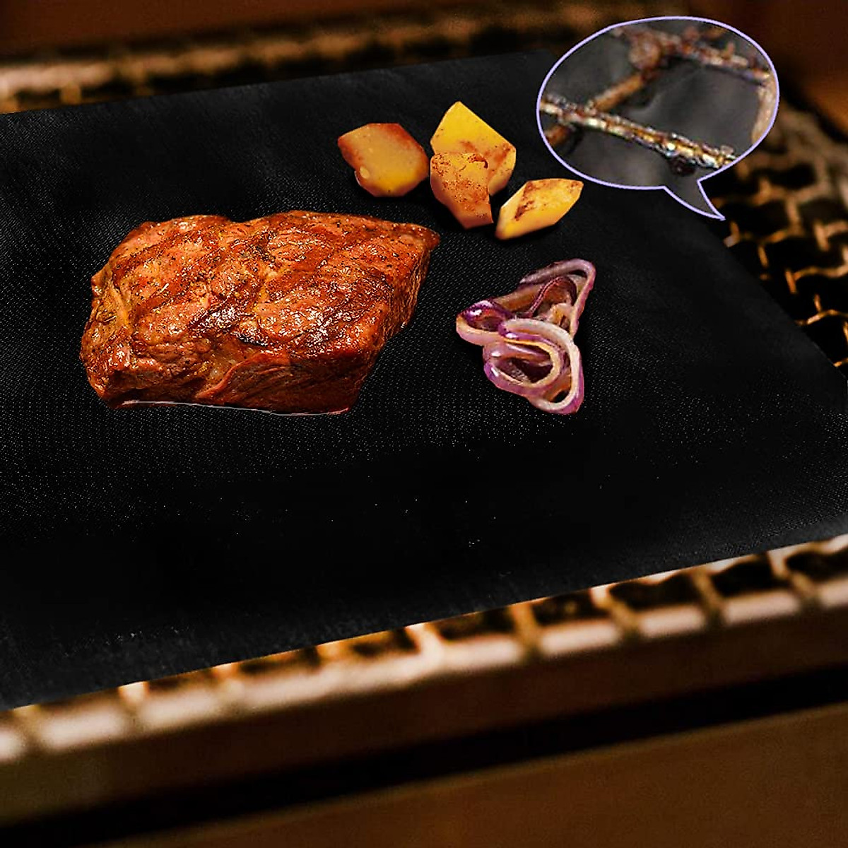 DanziX 4 Pcs Black Oven Shelf Silicone Rack Guard Protector + 2 Pcs Non Stick Oven Liners Mat for Keeping Oven Clean and Protecting Against Burns and Scars