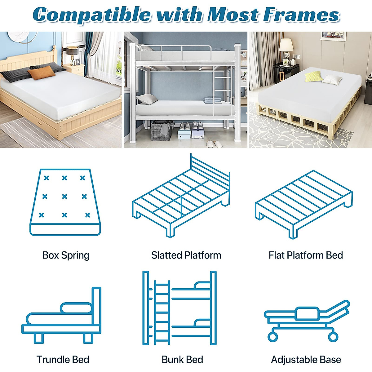NFPSHOP Twin Mattress, 8 Inch Gel Memory Foam Mattress for Cool Sleep & Pressure Relief Medium Firm Memory Foam Mattresses, CertiPUR-US Certified Queen Mattresses in A Box, White