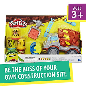 Hasbro Play-Doh Max The Cement Mixer Toy Construction Truck with 5 Non-Toxic Play-Doh Colors, 2-Ounce Cans (Amazon Exclusive)