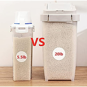Zaop 20Lbs Airtight Rice Container with Detachable Wheels Dry Food Cereal Beans Storage Container,Sealed 12Lbs Cat Dog Pet Food Bin Tank,Coffee,16JEJDZE30C52TEXT