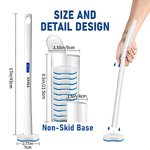 KOKL Disposable Toilet Brush, Toilet Bowl Cleaner Brush with 50PCS Toilet Brush Refills, Toilet Cleaner Refill Pads, Disposable Toilet Bowl Brush and Storage Caddy for Bathroom Cleaning(1-Set)