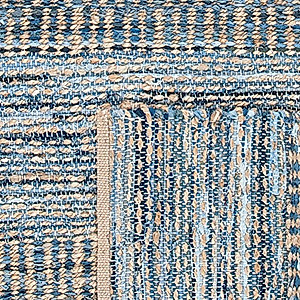 SAFAVIEH Cape Cod Collection Accent Rug - 2'3" x 4', Natural & Blue, Handmade Flat Weave Coastal Braided Jute, Ideal for High Traffic Areas in Entryway, Living Room, Bedroom (CAP353A)