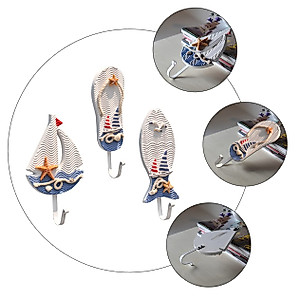 Hohopeti 3Pcs Ocean Theme Clothes Hooks Creative Hangers for Hats and Accessories Random Styles for Home Decor and Organization Nautical Inspired Wall Hooks