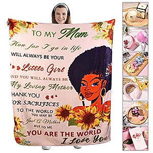 Gifts for Mom, Mothers Birthday Gifts Blanket 50 * 60 inch Basket for Mom Self Care Women Gift Box to My Mom from Daughter Son Includes Bath Balls Candle Soap Headband Hair Ties