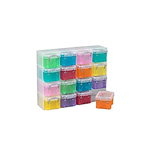 Really Useful Organiser, 16 x 0.14 Litre Storage Boxes in a Clear Plastic Organiser and Assorted Coloured Boxes
