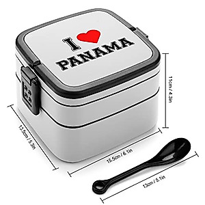I Love Panama Lunch Box Portable Double-Layer Bento Box Large Capacity Lunch Container Food Container with Spoon