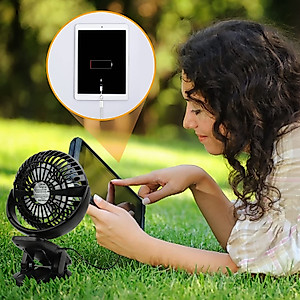 AJOYEUX Battery Operated Clip on Oscillating Fan - Max 40 Hours of Battery Life