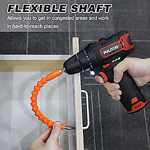 PULITUO Cordless Drill/Driver Kit, Power drill Set with 35N.m Torque, 20+1 Clutch, 3/8" Keyless Chuck, 2-Variable Speed-12V Electric Drill Driver for Wood Bricks Walls Metal