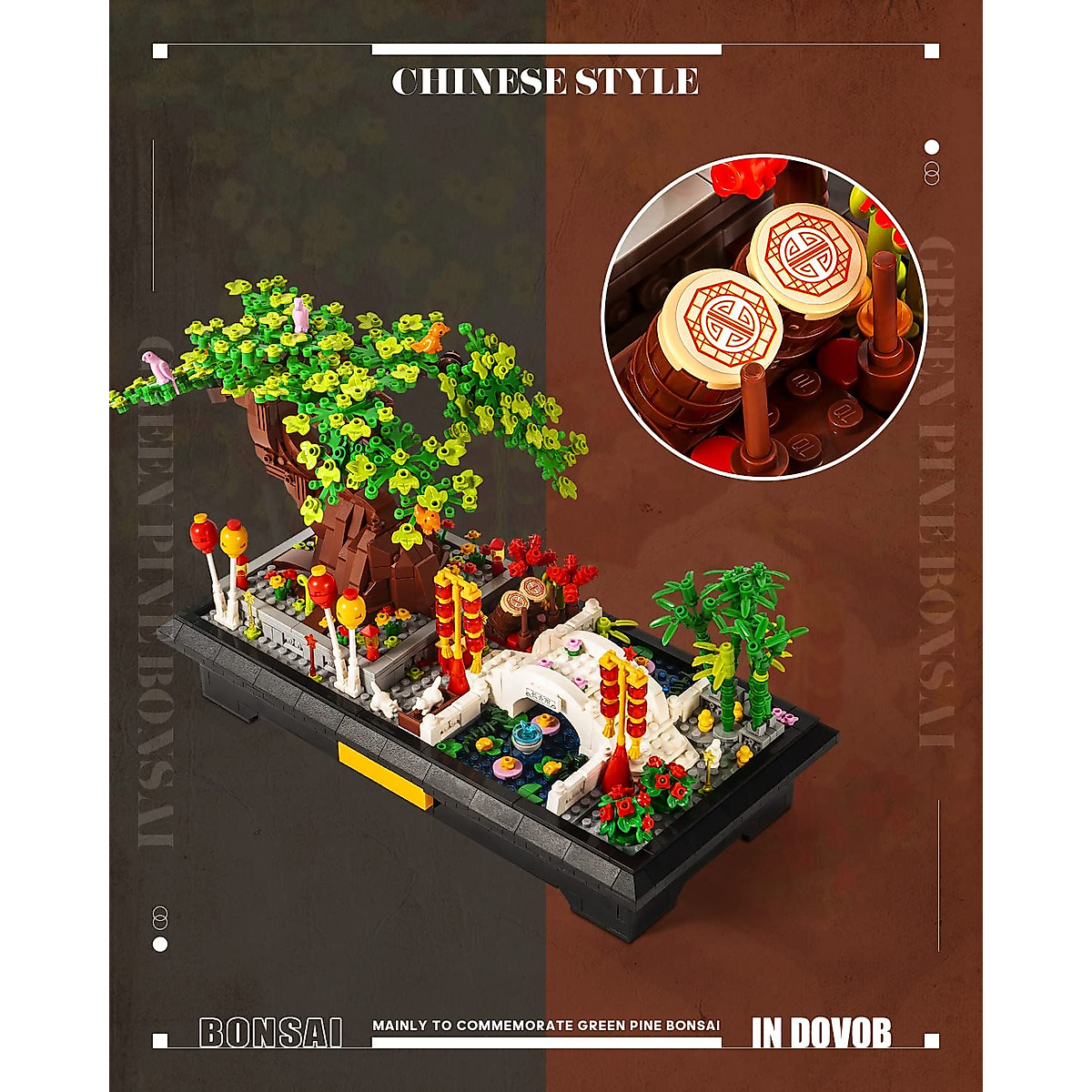 dOvOb Decor Bonsai Tree Mini Building Set, Plant Model Toys as Gift for Adult, Build a Bonsai Idea Display Pieces for The Home or Office (1426 Pieces)