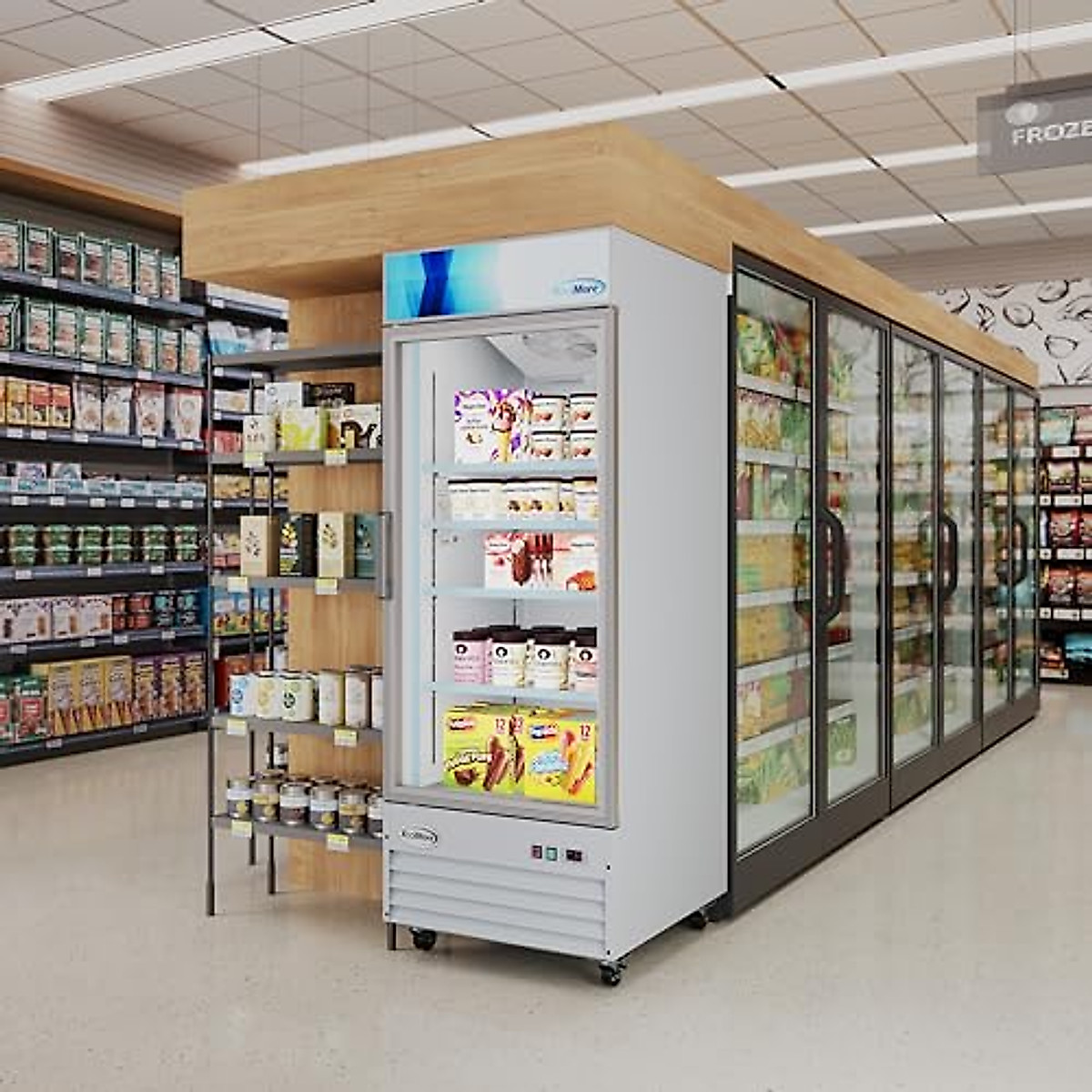 KoolMore MDF-1GD-23C-WH 31 in. Commercial One Glass Door Display Upright Freezer Merchandiser in White 23 Cu. Ft