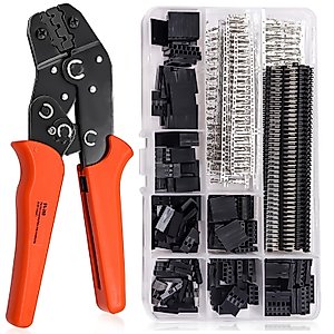 Taiss Dupont Crimping Tool Kit with 600PCS 2.54mm Dupont Connector Kit SN-28B Ratcheting Wire Crimper Plier,1/2/3/4/5/6/7 Pin Housing Dupont Connector Male Female Pin Header Crimp Terminal AWG28-18