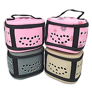 Portable Mini Poodle Puppy Carrier Hamster Cage - Cute Travel Carrier Hard-Sided Cage for Small Animal Puppy Kitty Hedgehog (Beige)