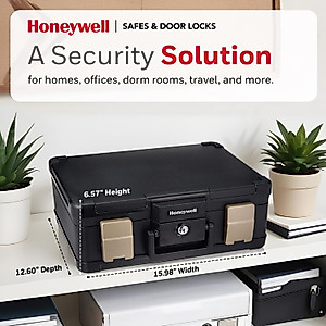Honeywell Safes & Door Locks LHLP1103 30 Minute Fire Safe Waterproof Safe Box Chest with Carry Handle, Medium, 1103, Black, 7.3 litre