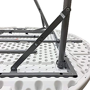 Plastic Development Group 4 Foot Round Folding Multipurpose Banquet Table with Secure Base for Indoor and Outdoor Events, White