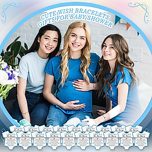 Henoyso 25 Sets Baby Shower Favors for Guests Baby Shower Bracelets Party Favors Adjustable Bracelet Message from the Bump Card Bracelets Footprints Charm for Gender Reveal Thank You Gifts(Blue)