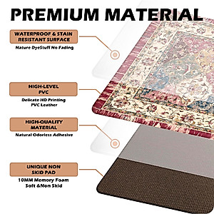 chiinvent Boho Style Kitchen Rugs and mats Set of 2,Retro Farmhouse Kitchen Mats for Sink,Cushioned Anti-Fatigue Comfort Kitchen Waterproof Non-Skid,Laundry Area Rugs Runner 17.3"x28"+17.3"x47"