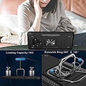 IKAZZ Galaxy Note 9 Case,Samsung Note 9 Cover Dual Layer Soft Flexible TPU and Hard PC Anti-Slip Full-Body Rugged Protective Phone Case with Magnetic Kickstand for Samsung Galaxy Note 9 Black