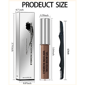 Waterproof Tinted Brow Gel-Long Lasting Smudgeproof Liquid Eyebrow Makeup,Eyebrow Mascara Tinted Brow Glue,Eye Brow Filler,Volumizing Enhance Brow Mascara,With Brow Razor Brush,Gift for Women-Blonde