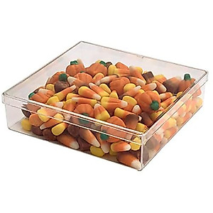 Pioneer Plastics 062C Clear Square Plastic Container, 5.25" W x 5" D x 1.375" H, Pack of 12