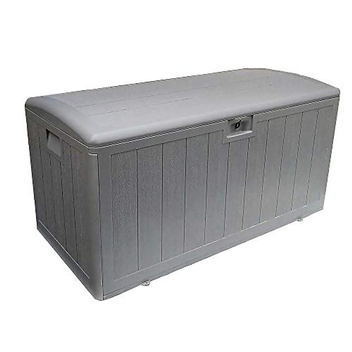 Plastic Development Group 73 Gallon Weather-Resistant Resin Outdoor Storage Deck Box with Slide and Snap Assembly, Driftwood