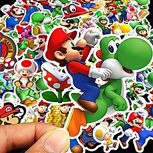 jjlin Super Mario Bros Stickers for Water Bottles 50 Pack Cute,Waterproof,Aesthetic,Trendy Stickers for Teens,Girls Perfect for Waterbottle,Laptop,Phone,Travel Extra Durable Vinyl (Mario )