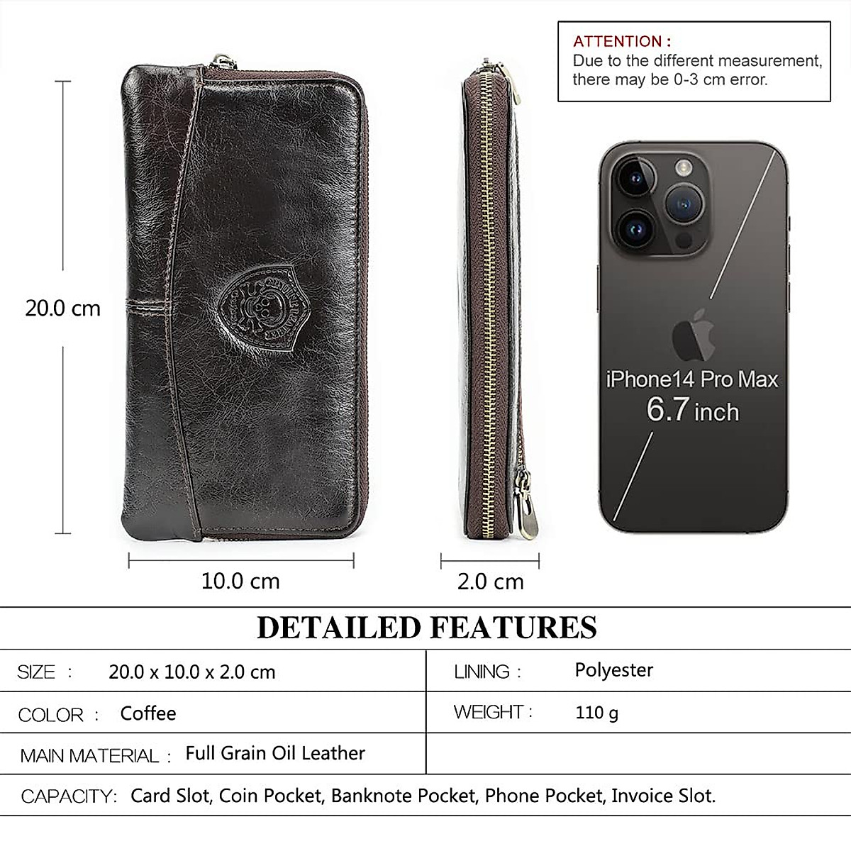 Contacts Skull Wallet for Women Leather Clutch Wallets Card Holder Phone Case RFID Wallet Zipper Gothic Purse