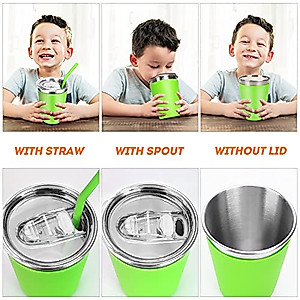 IEBIYO 10 Pack Kids Cups with Straws and Lids Spill Proof Toddlers Mugs with Colorful Silicone Sleeves Kids Stainless Steel Cups Smoothie Tumblers with Lids for Cold & Hot Drinks（12oz (10 Color)