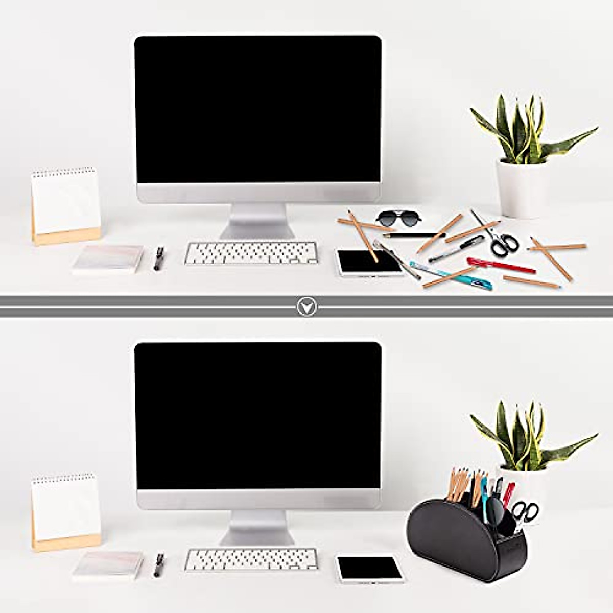 Tv Remote Control Holders Organizer Box with 5 Compartment PU Leather Multi-functional Office Storage Caddy Store Tv Remote Holders,Brush,Pencil,Glasses and Media Player (Small-Classic Series, Black)