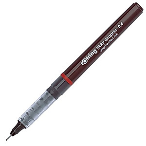 Rotring Tikky Fine Liner Fiber Tip Graphic Pen, 0.4 mm, Black Ink (1904754)