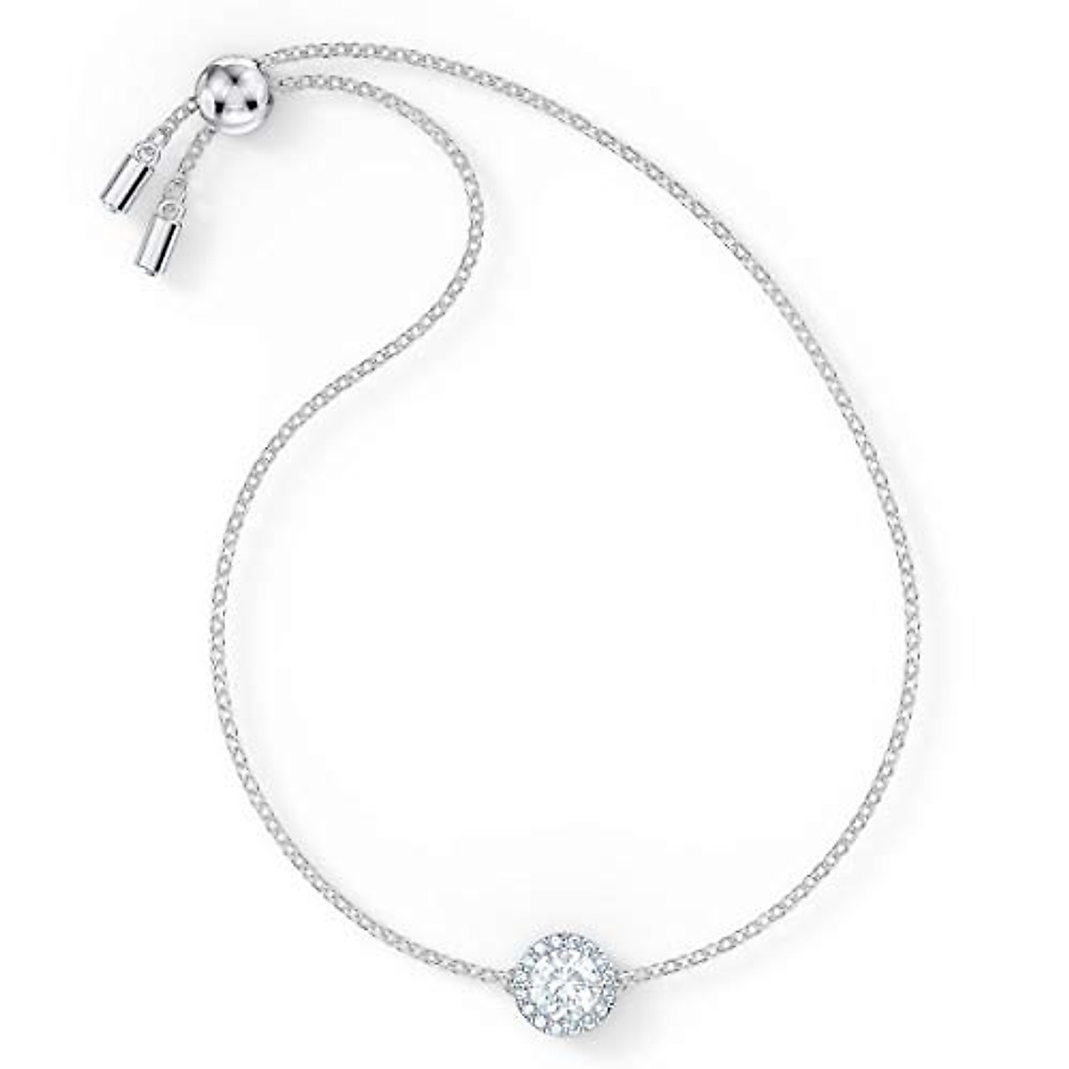 Swarovski Angelic Bracelet with Clear Crystals on a Rhodium Plated Chain with a Bolo Style Adjustable Closure