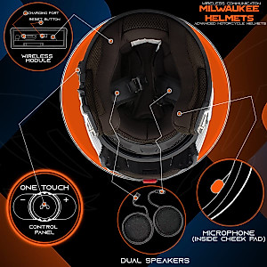 Milwaukee Helmets H7010 Flat Gray 'Mayday' Modular Motorcycle Helmet w/Intercom - Built-in Speaker and Microphone for Men/Women - Large