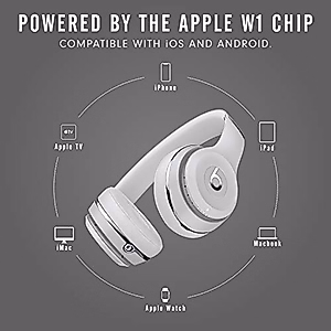 Beats Solo3 Wireless On-Ear Headphones - Apple W1 Headphone Chip, Class 1 Bluetooth, 40 Hours of Listening Time, Built-in Microphone - Satin Silver (Latest Model)
