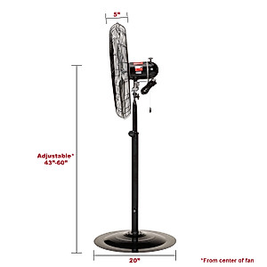TPI Corporation CACU30-PO-HD Commercial Heavy Duty Oscillating Fan, Unassembled w/Pedestal Kit, 30" Blade Diameter, 3 Speed 1/3 HP Motor, 9' Cordset, Black