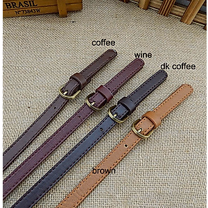 ConStore 2 PCS Leather Replacement Handles Shoulder Straps with Adjustable Buckle Purse Strap Bag Handles DIY Bag Belt Split Leather (Black)