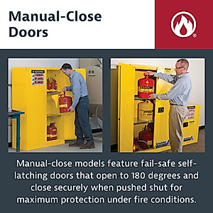 JUSTRITE 894500 Sure-Grip EX Standard Safety Cabinet, 43w x 18d x 65h, Yellow