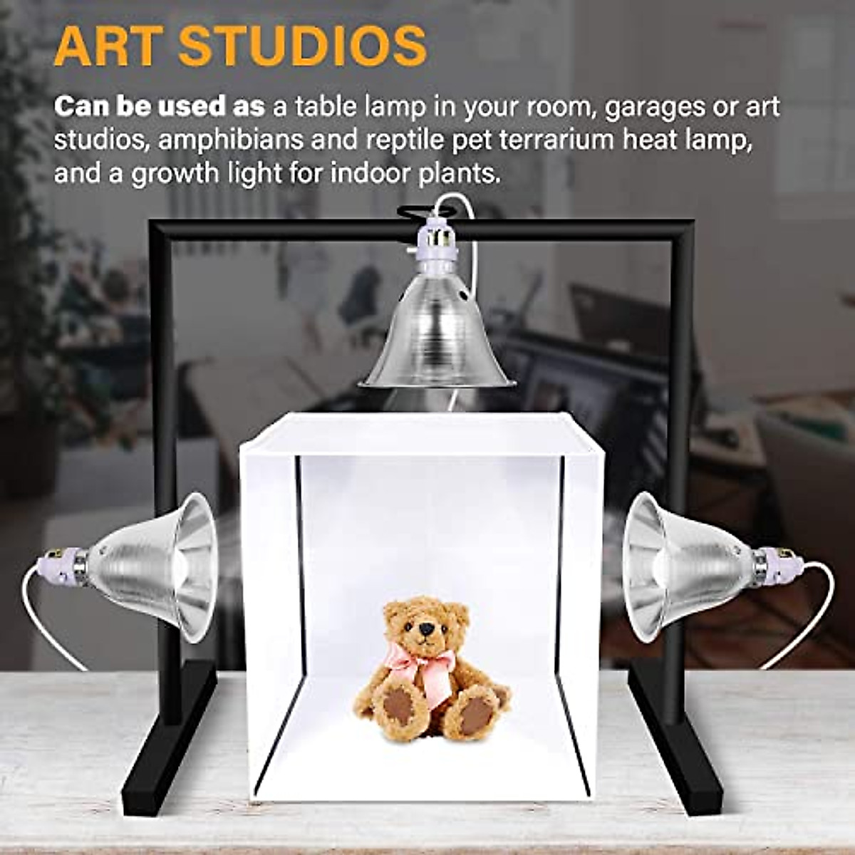 Simple Deluxe Clamp Lamp Light with 5.5 Inch Aluminum Reflector up to 60 Watt E26 Socket (no Bulb Included) 6 Feet 18/2 SPT-2 Cord,Silver and White,1 Pack