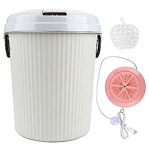 Portable Desktop Mini Semi-Slope Shape Laundry Washer, 8L 18W Electric Washing Machine, for Home Use Wash Underwear Office, Travel Baby Clothes(Pink)
