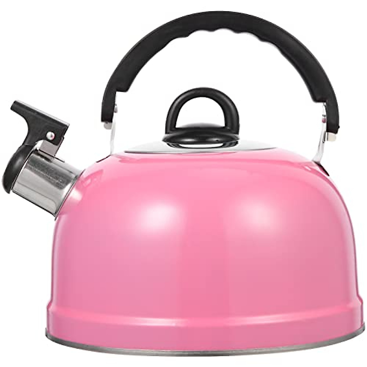 Whistling Stovetop Tea Kettle Stainless Steel Teapot Hot Water Fast to Boil Water Kettle Pot with Cool Touch Ergonomic Handle Loud Whistle for Tea Coffee Milk Etc Gas Electric Applicable (pink)