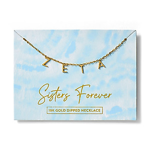 Sorority Shop Zeta Tau Alpha Necklace — ZTA Name Necklace, 18K Gold Plated Sorority Gifts Necklace, Long-Lasting Zeta Tau Alpha Gifts for Women