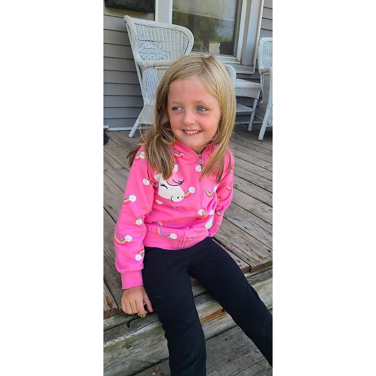 Popshion Baby Girls Unicorn Sweaters Zipper Rainbow Hooded Sweatshirt Toddler Christmas Coat Hoodies Outerwear Kids Winter Jacket 5t